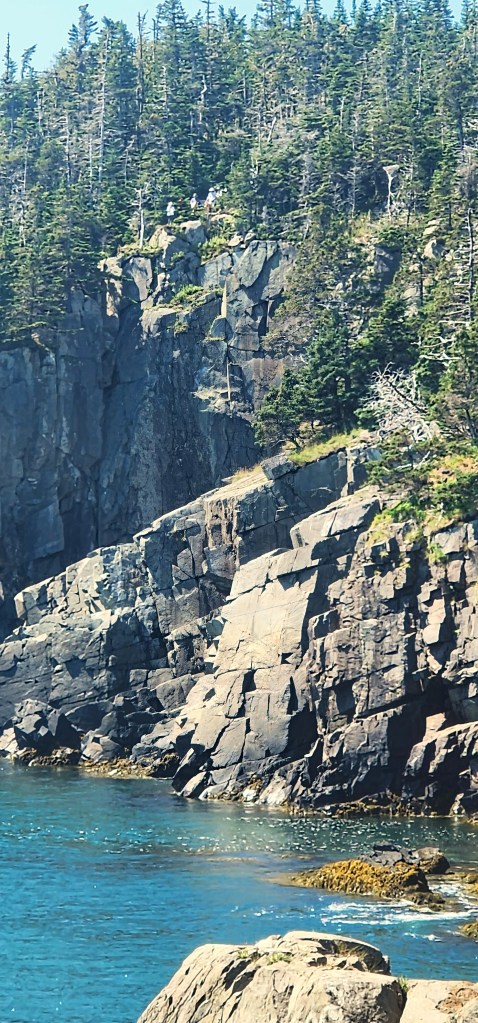 Hikers atop a seaside bluff – Jnana's Red Barn